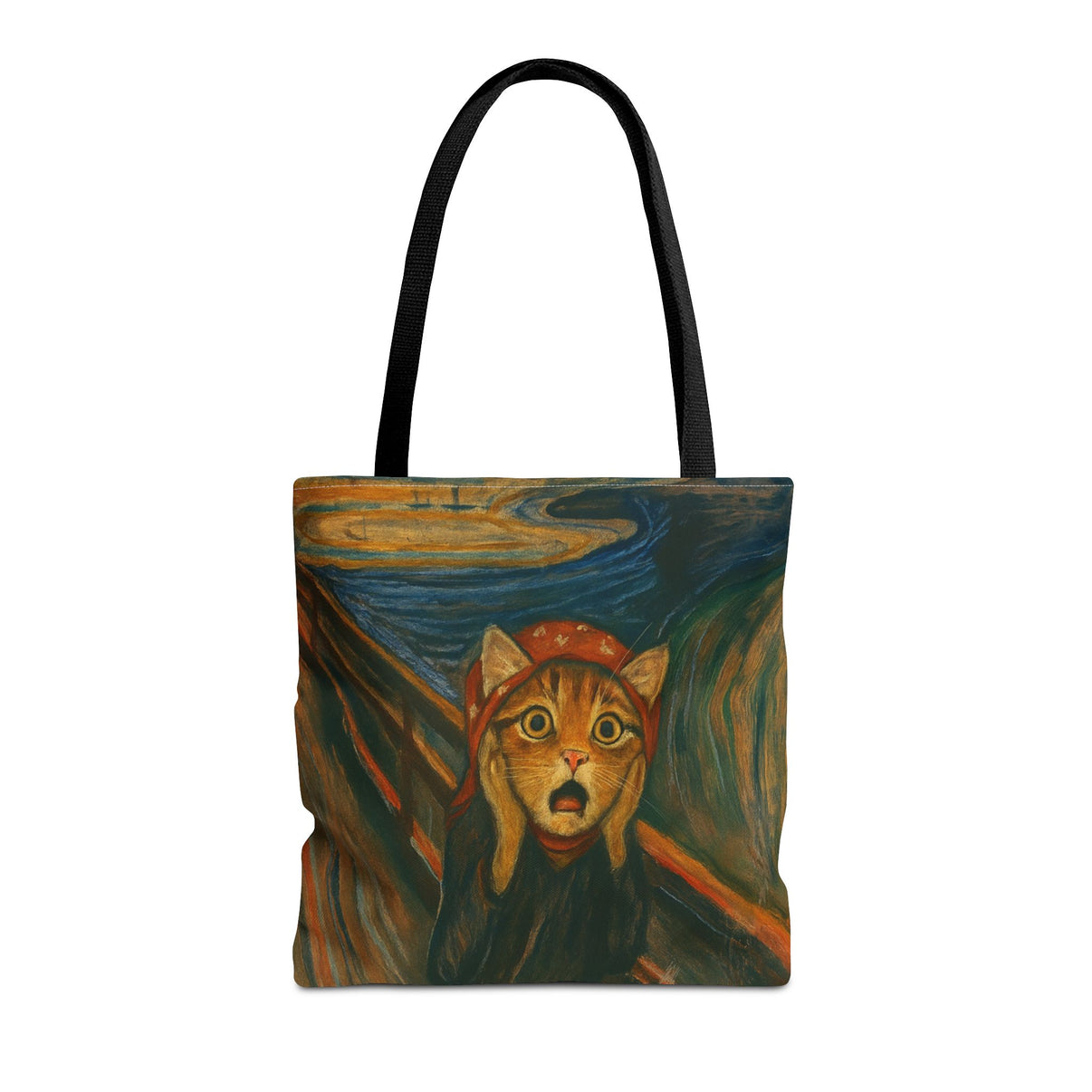 Babushka Cat-Black Cat Art Parody -The Scream-Tote Bag
