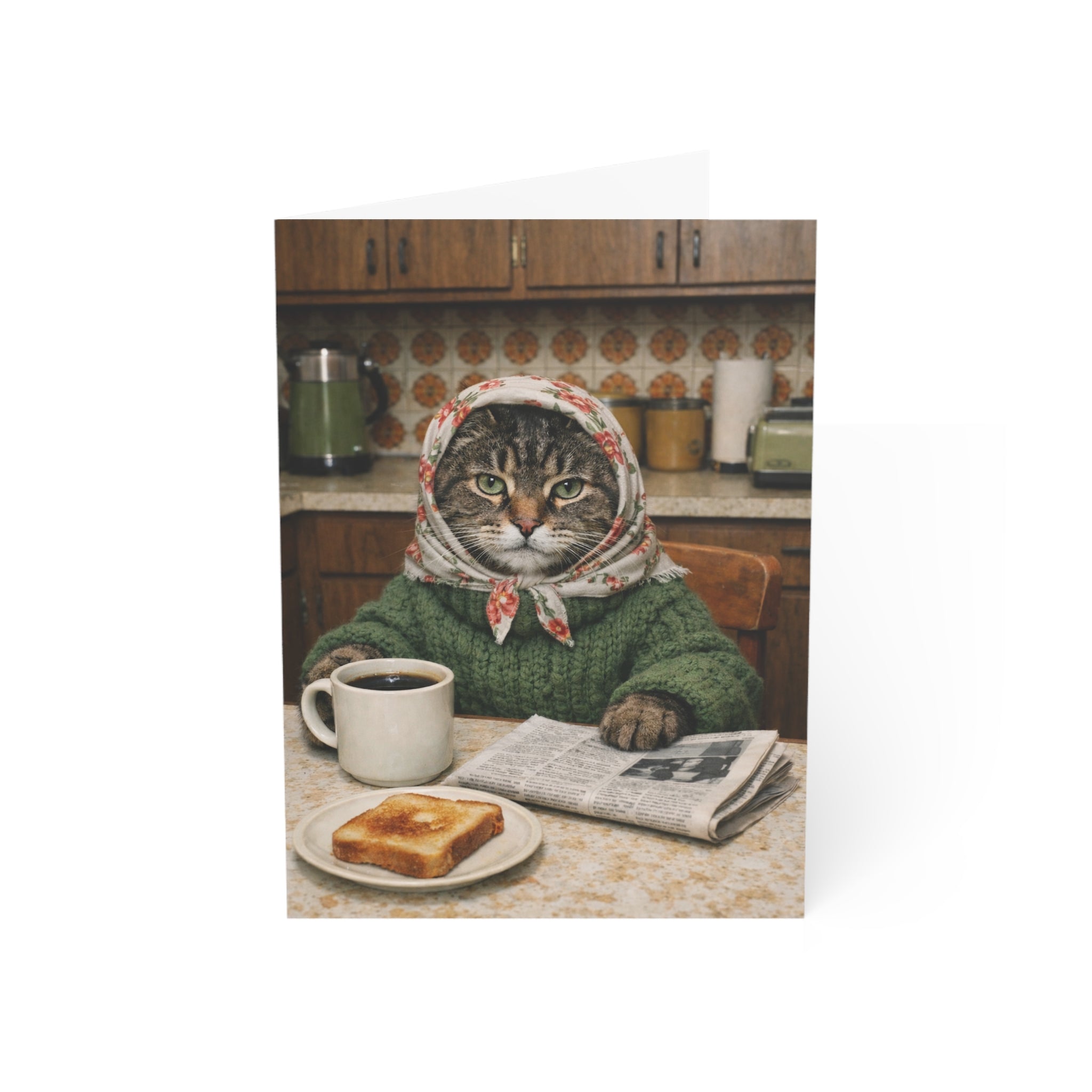 Babushka Cat General Greeting Cards Set of 10